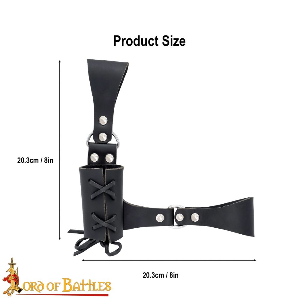 Leather Sword Frog with Hanging Belt Loops - Black