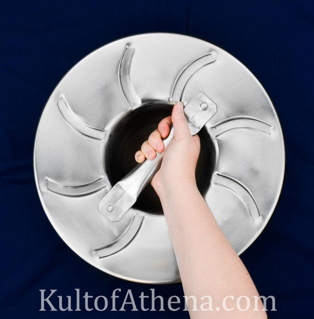 Spiral Fluted Buckler with Raised Dome – 14 Gauge Steel – Kult of Athena