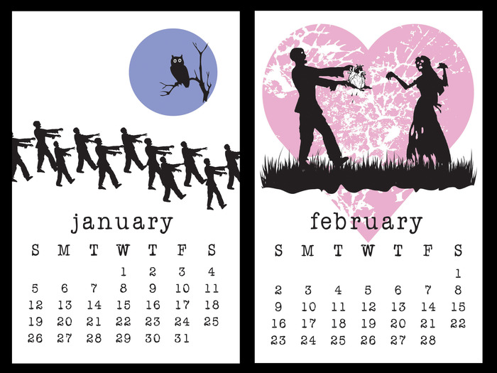 Zombies in the House - 2014 Letterpress Calendar by Letterpress Central ...