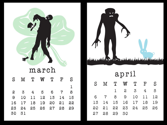 Zombies in the House - 2014 Letterpress Calendar by Letterpress Central ...