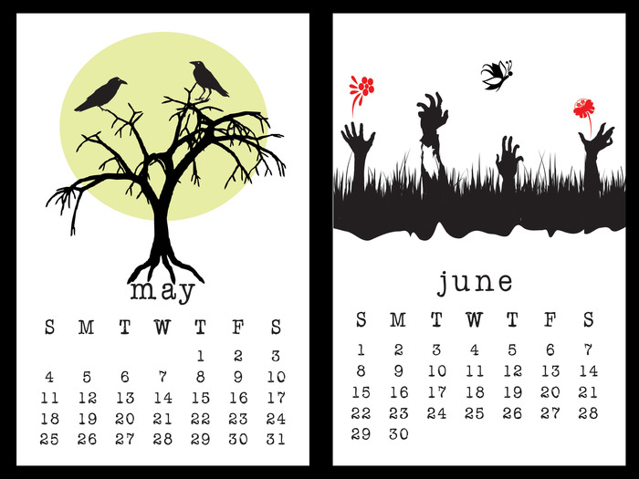Zombies in the House - 2014 Letterpress Calendar by Letterpress Central ...