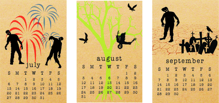 Zombies in the House - 2014 Letterpress Calendar by Letterpress Central ...