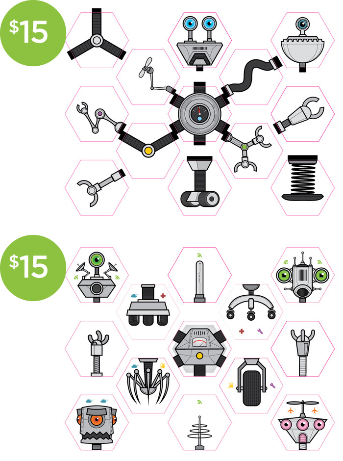 Robots on the Line - a robot-building board game by phil hunter ...
