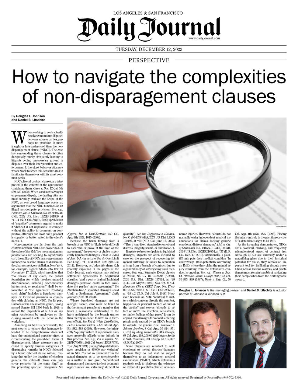 Daily Journal: Johnson & Johnson Attorneys Discuss Complexities of Anti ...