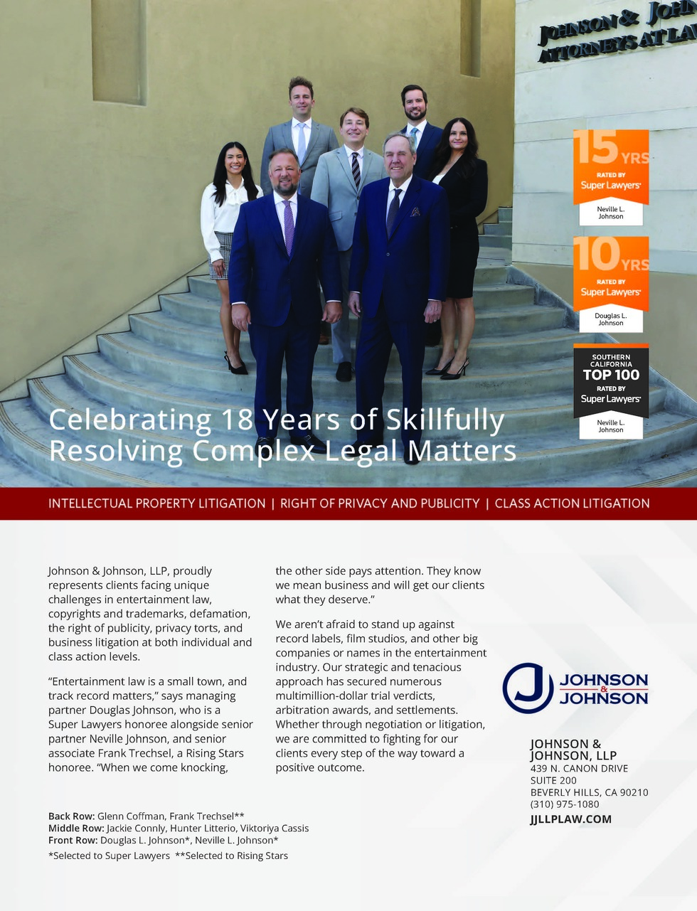 Celebrating 18 years of excellence in entertainment law! | Johnson ...