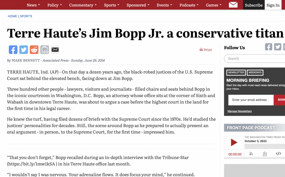 Terre Haute’s Jim Bopp Jr. a conservative titan - The Bopp Law Firm