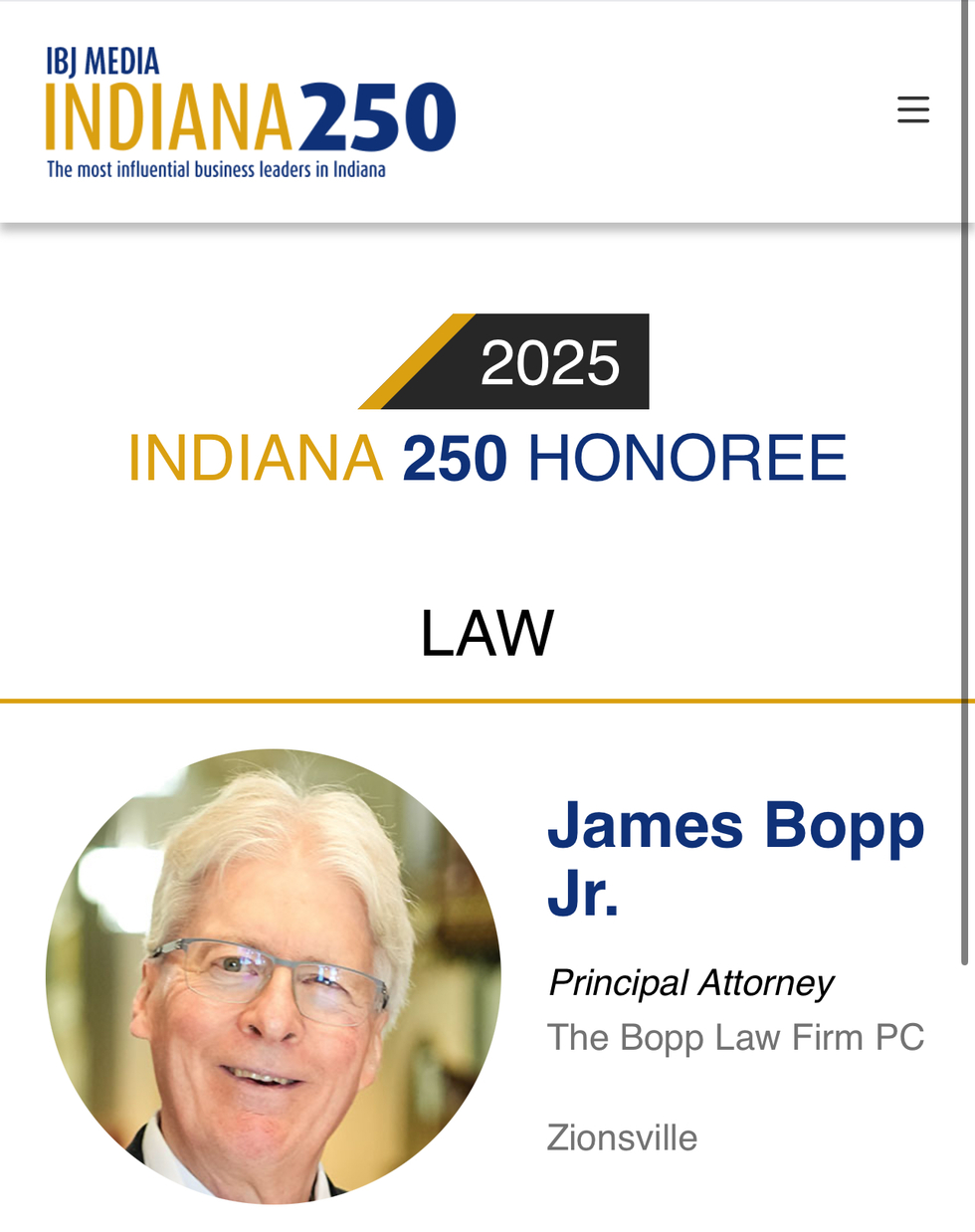 The Bopp Law Firm Announces that James Bopp, Jr. Has Been Recognized as ...