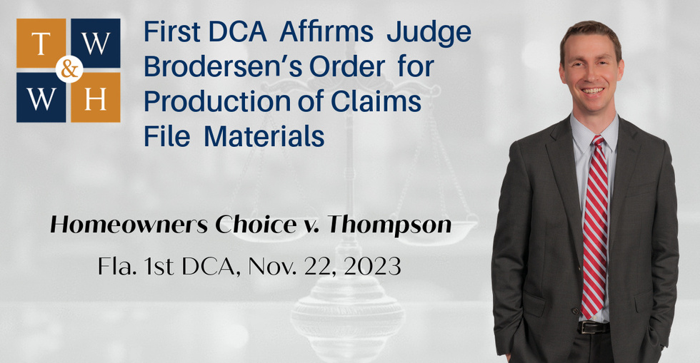 TWWHB Obtains First DCA Order Affirming Production of Claims File ...