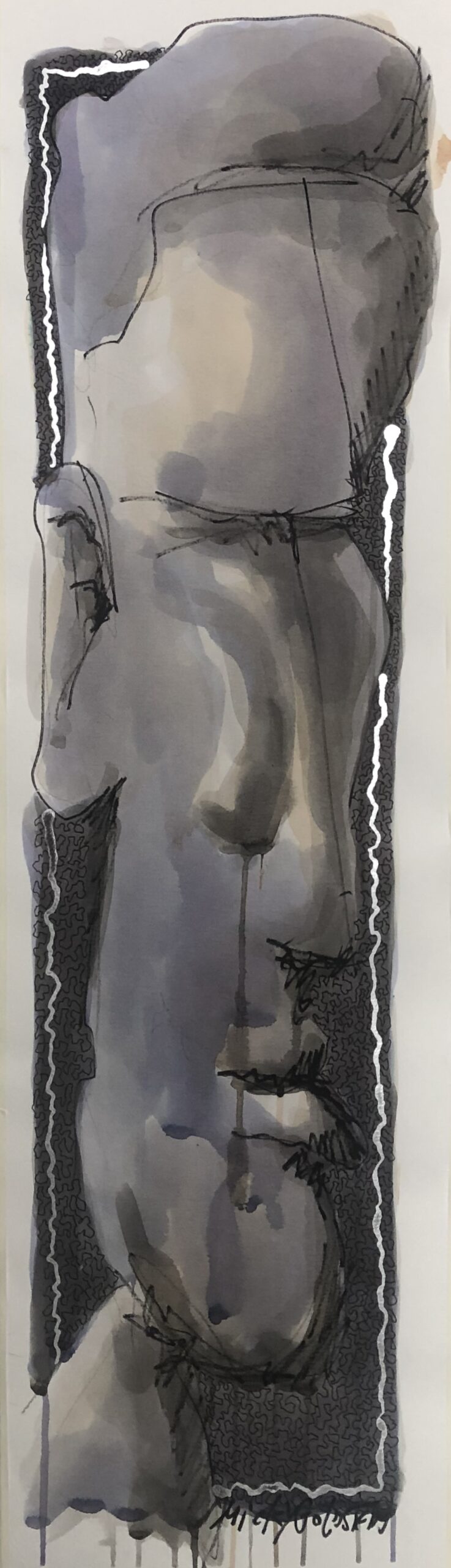 Moai 3, painting by Micky Goldstein