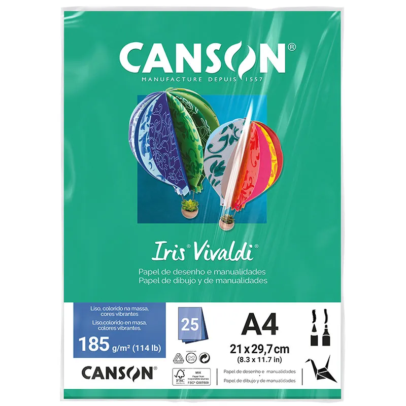 Papel Color Vivaldi A4 185g Verde Menta com 25 folhas - Canson - Papéis ...
