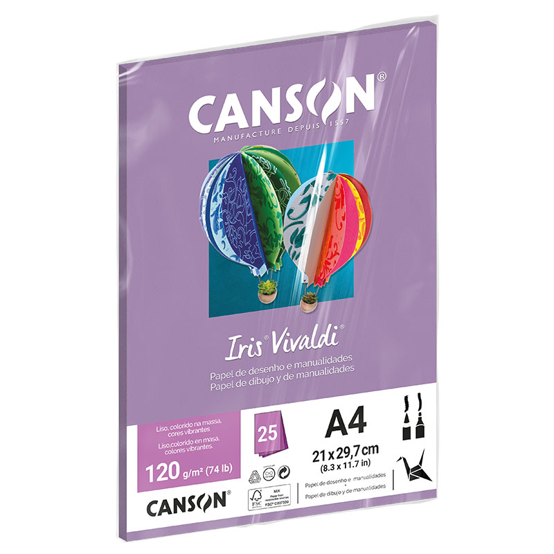 Papel Color Vivaldi A4 120g Lilás com 25 folhas - Canson - Papéis - Lepok