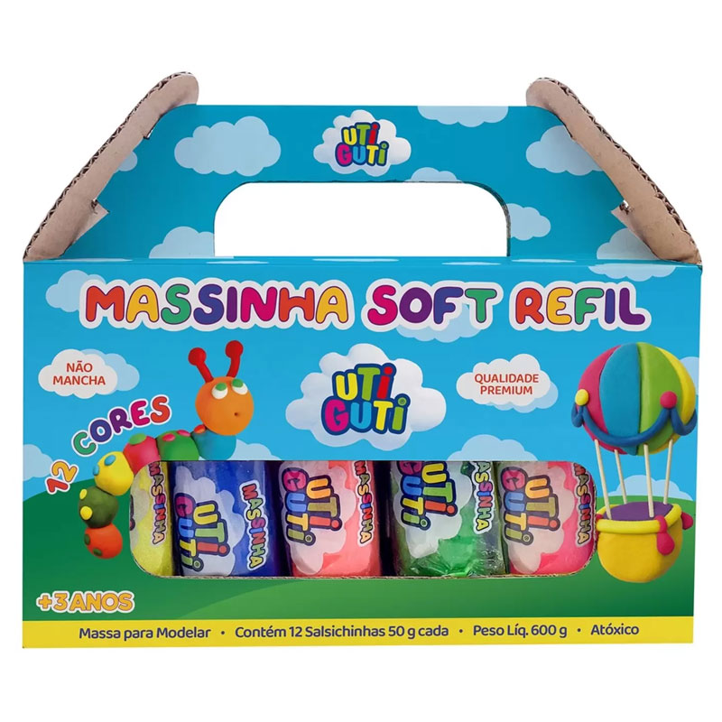 Massa de modelar Soft Refil Utiguti 50g com 12 cores - Licyn - Lepok