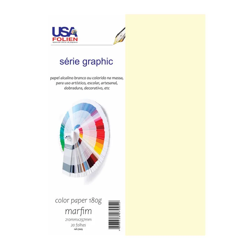 Papel color A4 180g Marfim 20 fls 7005 Usa Folien - Papéis - Lepok