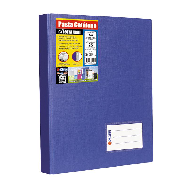 Pasta catálogo A4 225 Azul com 25 plásticos - Hemon - Organização e ...