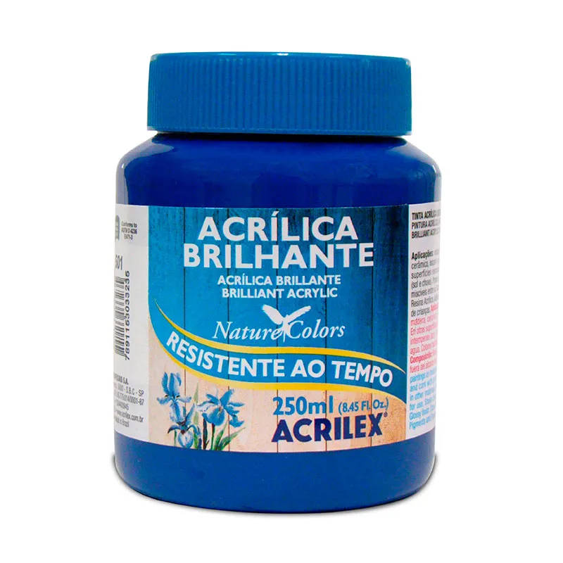Tinta acrílica brilhante Azul Turquesa 250ml - 501 - Acrilex - Escolar ...