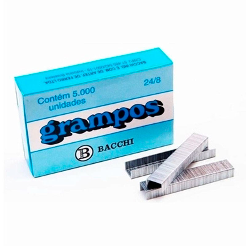 Grampo galvanizado 24/8 - com 5000 unidades - Bacchi - Escritório - Lepok
