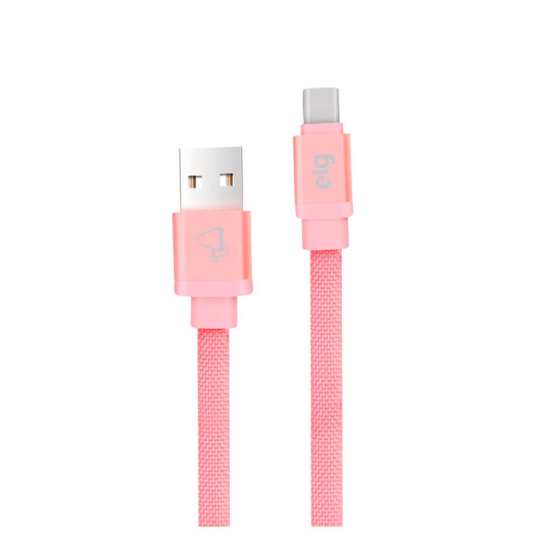 Cabo USB Tipo-C canvas Rosa 1m CNVC10PK - ELG - Lepok