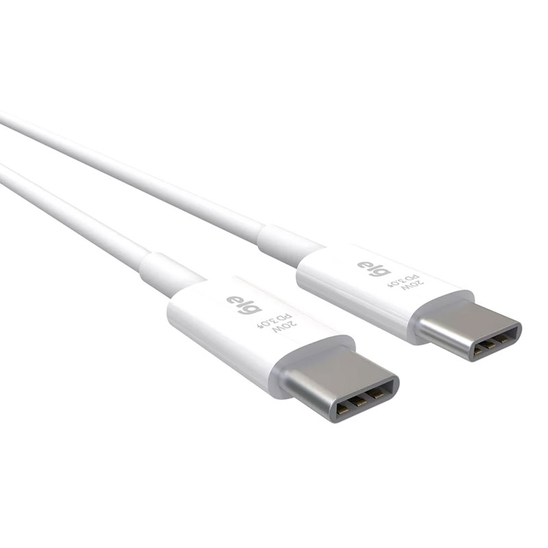 Cabo USB Tipo-C para USB Tipo-C Branco 1m TC20W - ELG - Informática - Lepok