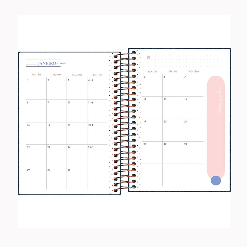 Agenda espiral diária Cambridge Denim 2024 - Tilibra - Escritório - Lepok