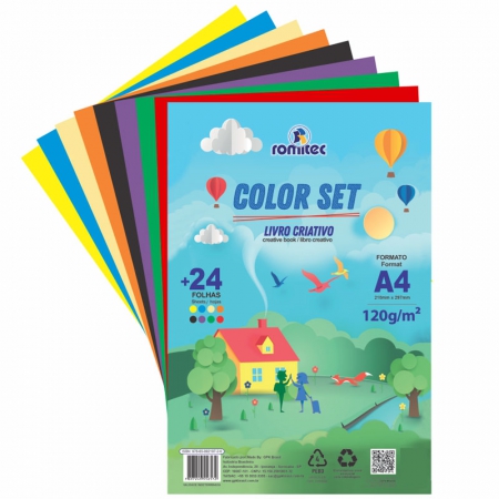 Papel criativo color set A4 - 6 cores - com 24 folhas - Romitec - Lepok ...