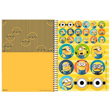 Caderno espiral capa dura universitário 1x1 - 96 folhas - Minions ...