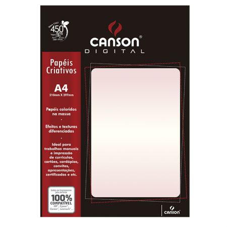 Papel metalizado A4 120g rosa perolado - com 30 folhas - Canson - Lepok ...