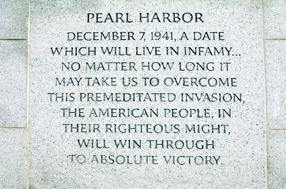 Remember Pearl Harbor - "Date that will live in infamy” observed Friday