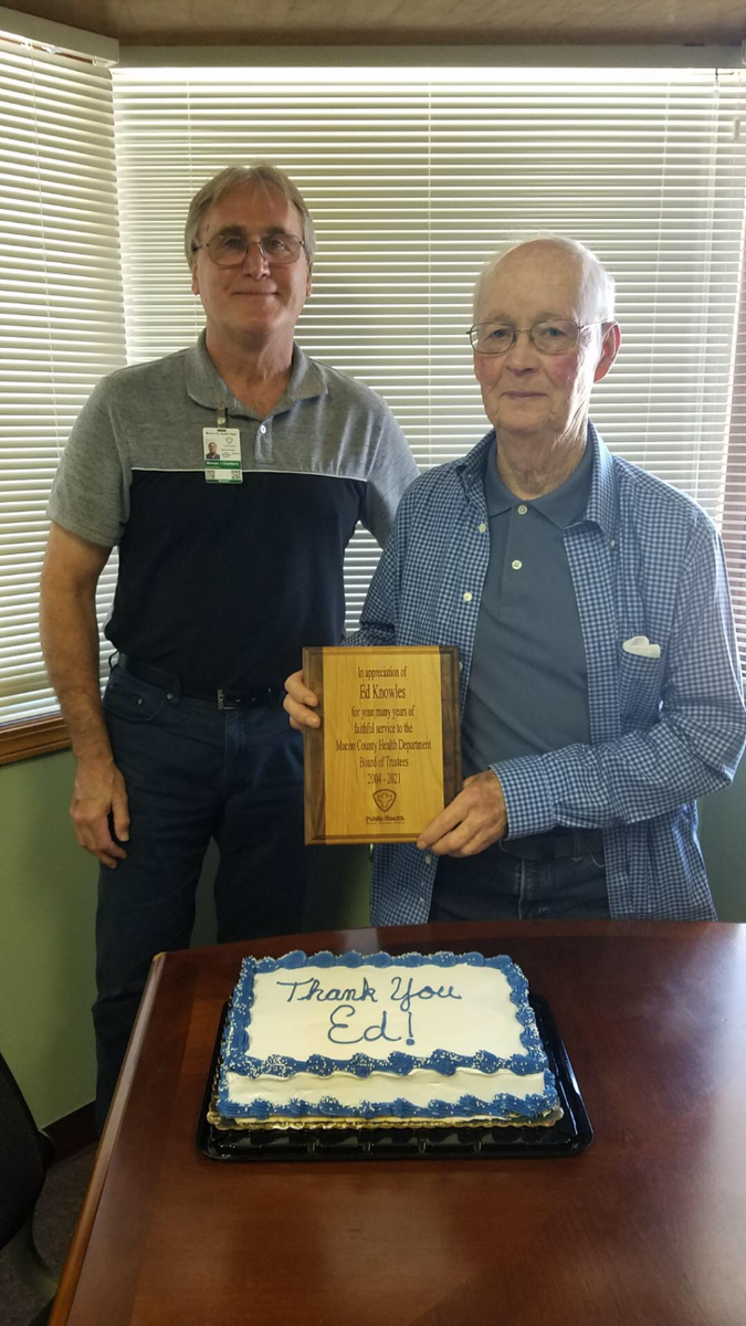 Ed Knowles retires as Board Member with the Macon County Health Department