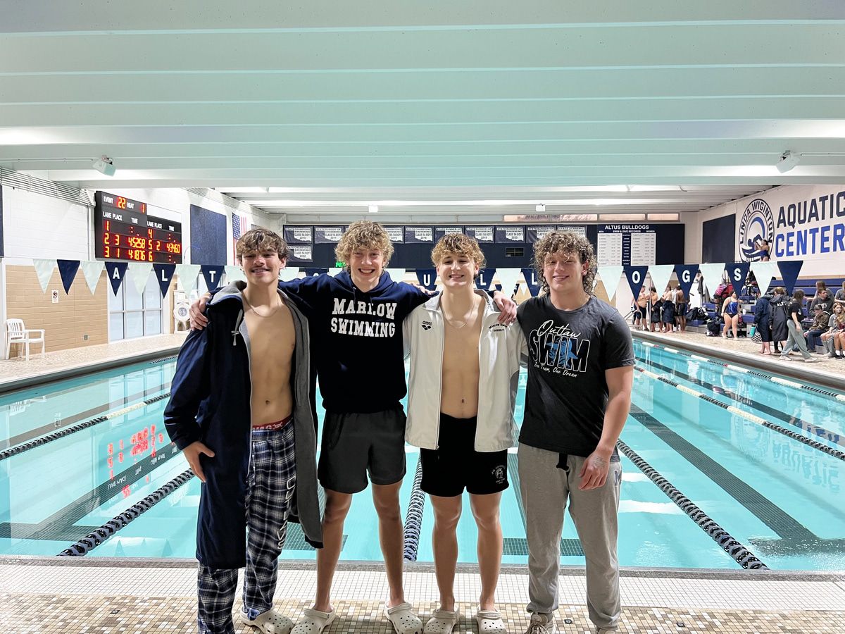Marlow’s Swim Athletes grab Boys Relay Champion title at Altus meet