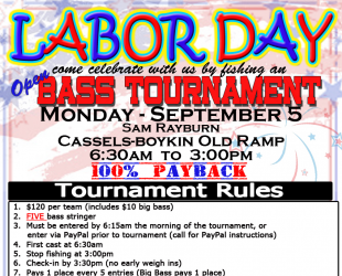 Open Bass Tournament - Lake Sam Rayburn