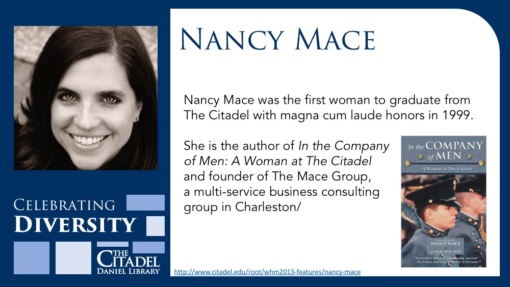 Nancy Mace - Women's History - Daniel Library at Daniel Library, The ...