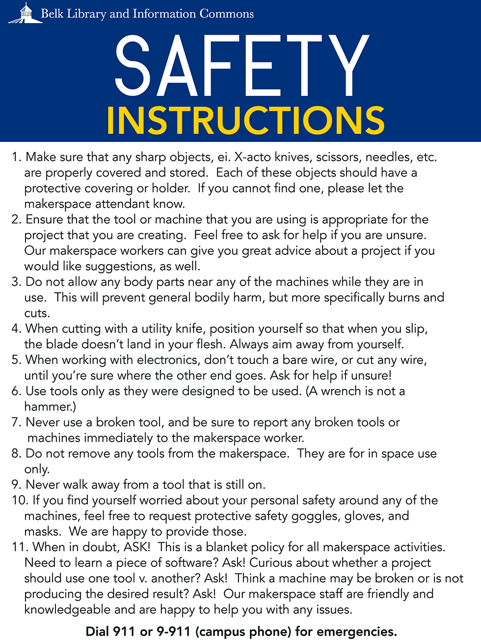 Safety - Inspire Maker Lab - LibGuides at Appalachian State University