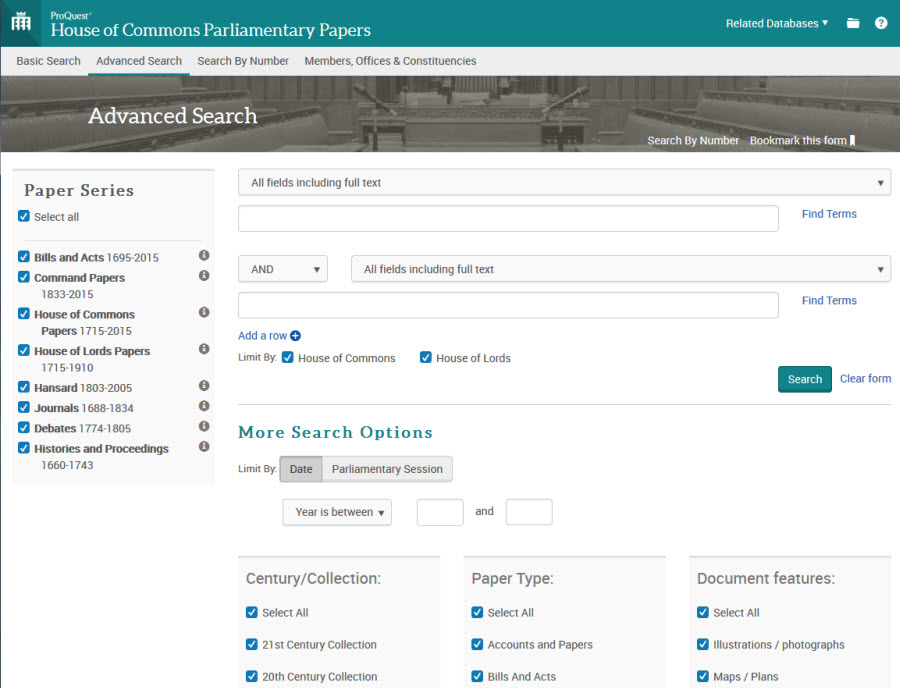 Searching - U.K. Parliamentary Papers - LibGuides at ProQuest