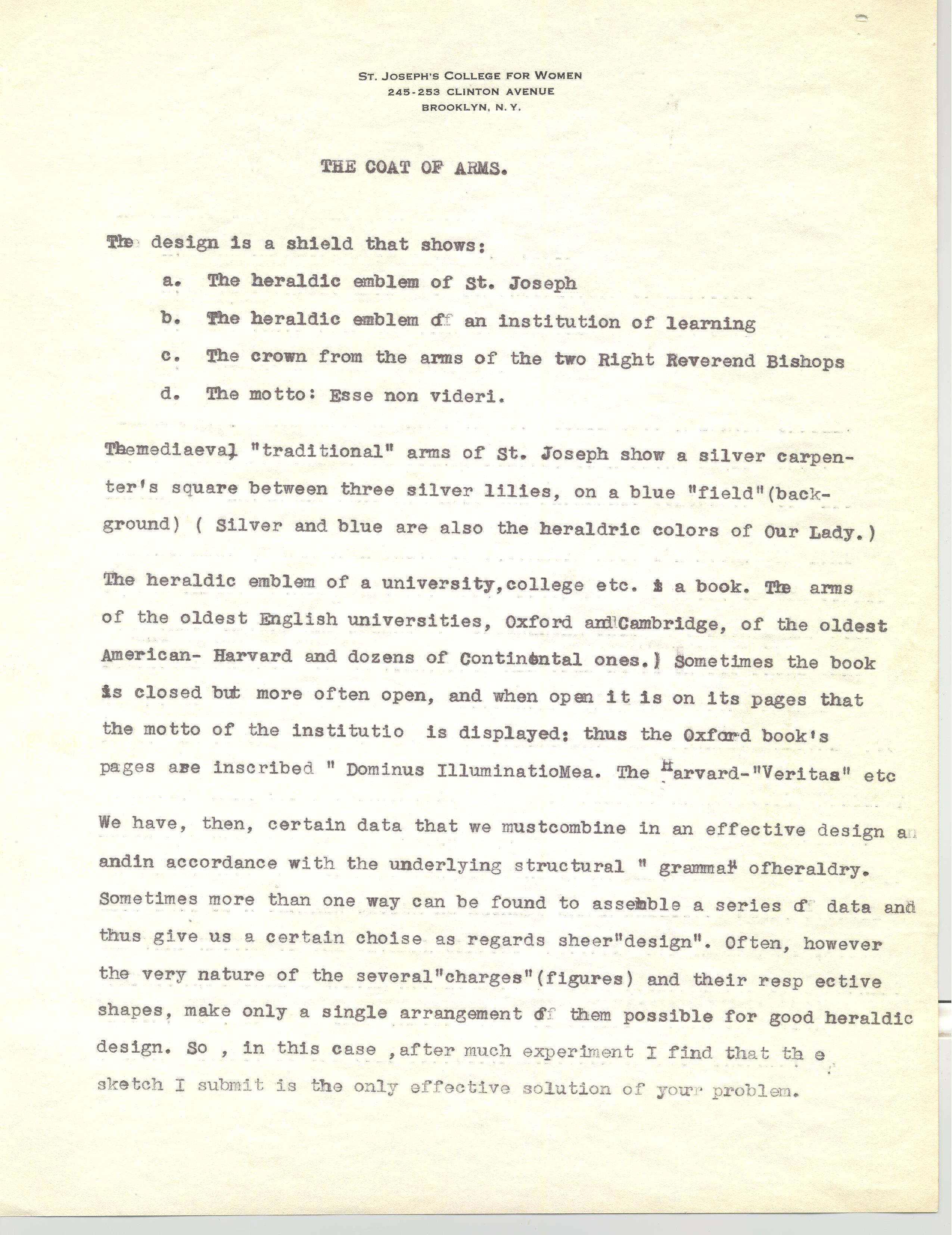 Coat of Arms - McEntegart Hall Library Archives - LibGuides at St. Joseph's University New York