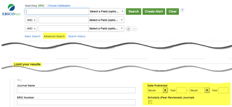 Search limits - ERIC Database - Search tips - Research and Course ...
