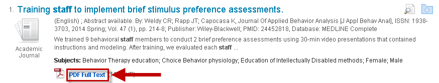 How do I find articles from the Journal of Applied Behavior Analysis ...