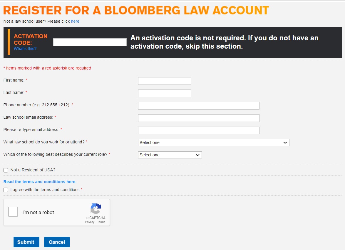 Bloomberg - Orientation - Registering for Bloomberg, CALI, Lexis ...
