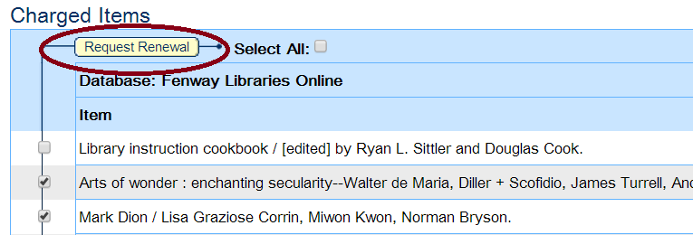 Renewing Books - Using the FLO Catalog MyAccount Feature - SMFA Library ...