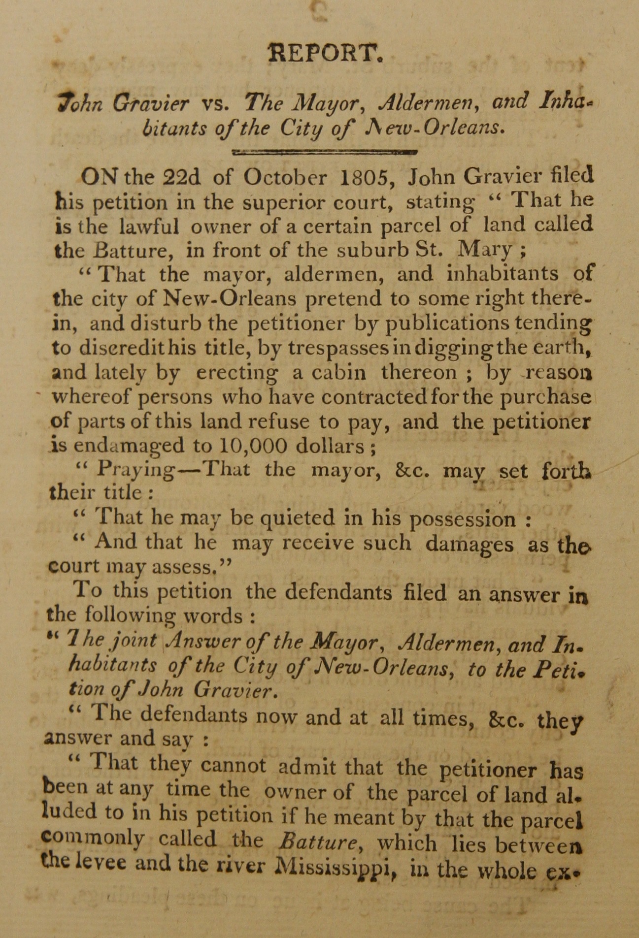 Legal Dispute Over the Batture - The New Orleans Batture Controversy ...