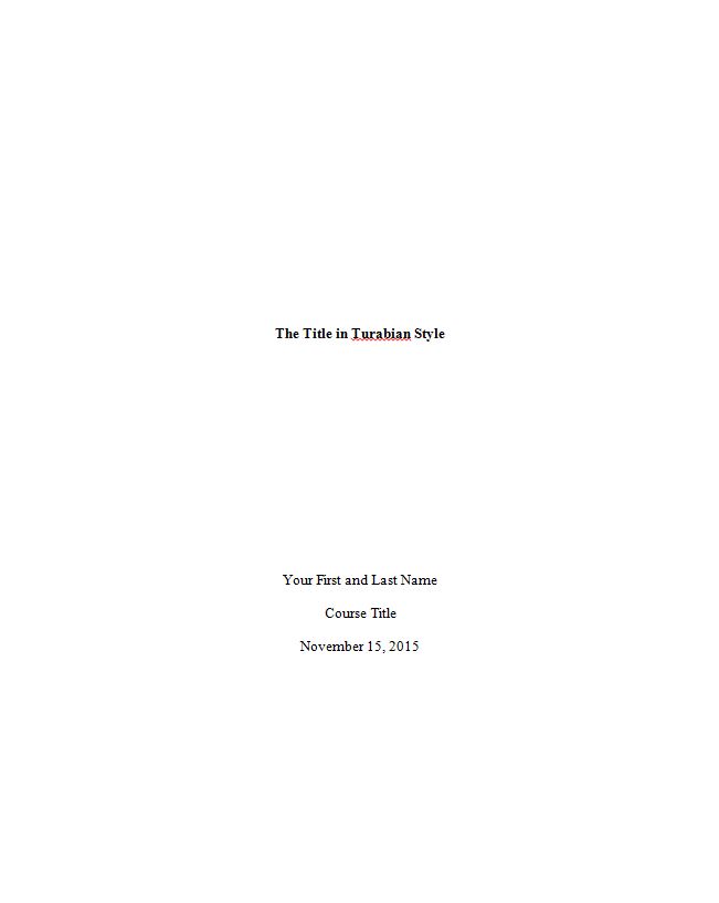 Chicago Style Cover Page Template