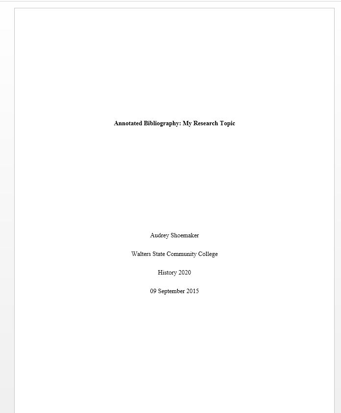 Annotated Bibliography Title Page Apa Telegraph