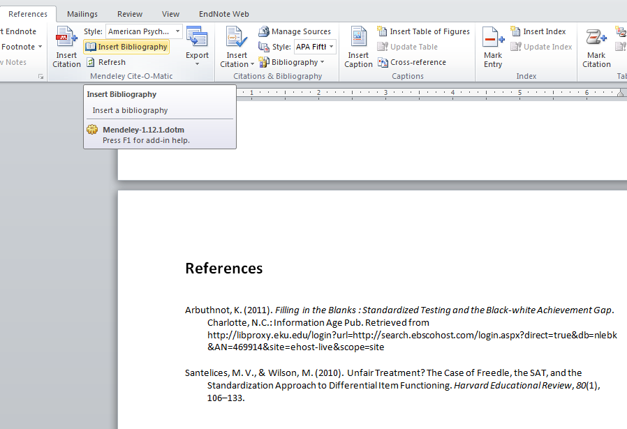 Cite With Mendeley In MS Word Online Bibliographic Tools LibGuides 