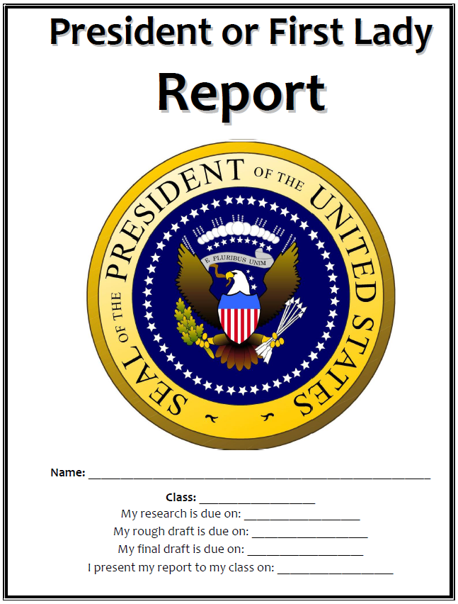 President or First Lady Report Packet - A Guide for Your 5th Grade ...