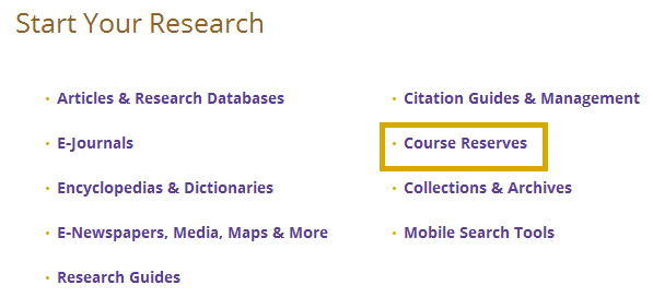 Library Course Reserves