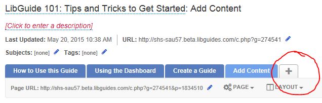 5. Add a Page (Tab) - How to Create a LibGuide: LibGuide 101 - SSD ...