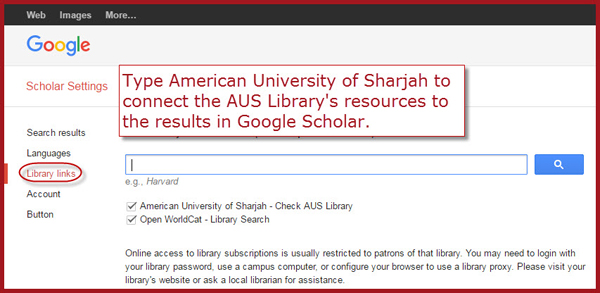 Linking to the AUS Library - Google and Google Scholar Libguide ...