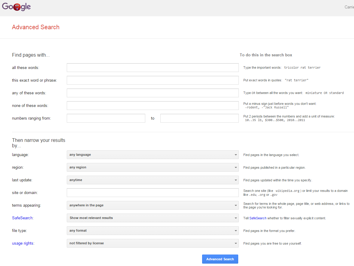 Google Advanced Searching HUS 101 Introduction To Human Services Barrio LibGuides At 