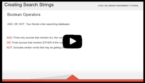 Part 2: Developing Keywords and Search Strings - COSU 100 Library ...
