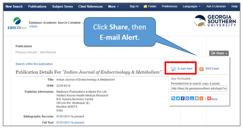 How do I create and manage EBSCO journal alerts? - FAQs