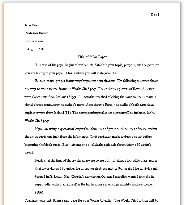 Formatting Your MLA Paper MLA Style Guide 8th Edition Library Home 